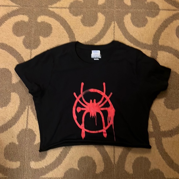 Marvel | Tops | Marvel Spiderman Black Red Crop Top Tee Shirt Sz Small ...